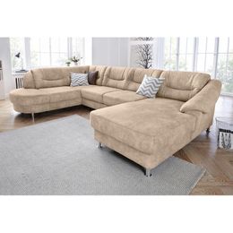 Sit & More sit&more Wohnlandschaft &raquo;Salsa U-Form&laquo; mit Federkern, wahlweise mit Schlaffunktion beige Struktur (100% Polypropylen);Bedruckte Microfaser (100% 