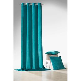Weckbrodt-Gardinen Vorhang &raquo;Valentin&laquo; &Ouml;sen 1 Stk. tlg. Velour, Samt-Optik, blickdicht, Unifarben, Gardine, Store blau Sabl&eacute;, Polyester 245cm, &Ouml;sen, 135cm