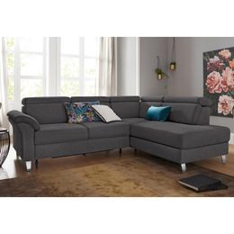 Sit & More sit&more Ecksofa &raquo;Arngast L-Form&laquo; inklusive Kopfteilverstellung und Federkern grau B/H/T: 245cm x 84cm x 194cm, Luxus-Microfaser ALTARA NUBUCK , 