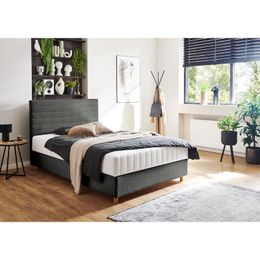 ATLANTIC HOME COLLECTION Stauraumbett &raquo;Josie&laquo; mit Taschen-Federkernmatratze und Bettkasten grau Liegefl&auml;che L&auml;nge B: 200cm x 120cm, Feinstruktur weich