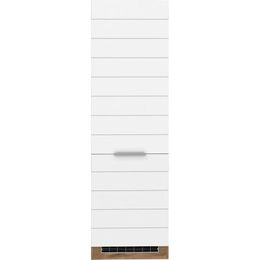 KOCHSTATION K&uuml;hlumbauschrank &raquo;KS-Luhe&laquo; 60 cm breit, hochwertige MDF-Fronten mit waagerechter Lisene wei&szlig; MDF wotaneiche, B/H/T: 60cm x 200cm x 60cm, 