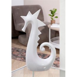 Gilde Tierfigur &raquo;Seepferdchen, wei&szlig; gl&auml;nzend&laquo; wei&szlig; Keramik B/H/T: 19cm x 38cm x 9cm