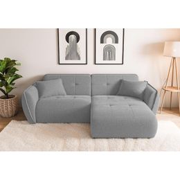 Home Affaire Ecksofa &raquo;MIRELDA L-Form mit Steppungen, Recamiere rechts/links, Breite 253 cm&laquo; Sitztiefe 62 cm, elegant und bequem, 2 Zierkissen, 