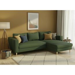 Trendmanufaktur Ecksofa &raquo;Amazing, wahlw. mit Schlaffunktion & Bettkasten, Fu&szlig; Buche lackiert&laquo; Recamiere beidseitig montierbar, L-Form,in Cord o. 