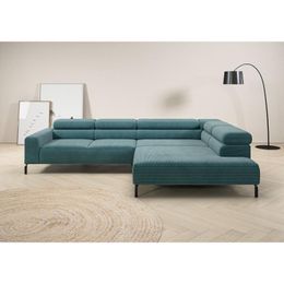 Home Affaire Ecksofa &raquo;Antonelli, L-Form, incl. Kopfteilverstellung, Breite 312 cm&laquo; ohne Sitztiefenverstellung, in Cord, petrol blau 95% Polyester, 5% 