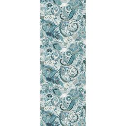queence Vinyltapete &raquo;Elya&laquo; Barock Kunst bedruckt glatt 90x250cm, selbstklebend, kinderleichte Anbringung,, Sticker blau Vinyl B/L: 0,9m x 2,5m, Rollen