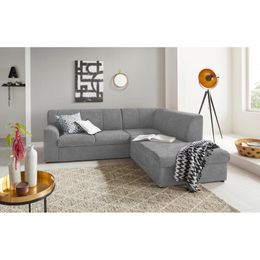 DOMO collection Ecksofa &raquo;Topper zeitlos elegant, kompakte Stellma&szlig;eL-Form&laquo; mit Ottomane, wahlweise mit Schlaffunktion grau B/H/T: 237cm x 78cm x 200cm