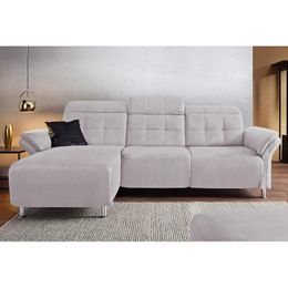 Home Affaire Ecksofa &raquo;Manhattan L-Form&laquo; 2 Sitze mit elektrischer Relaxfunktion, verstellbare Armlehnen silber Kunstleder SOFTLUX ;Flachgewebe (100% 