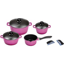 King Topf-Set Set, je 1 Kochtopf &Oslash; 16/20/24 cm, 1x Stielkasserolle &Oslash; 16 cm, 7 Stk. tlg. Aluminiumguss lila Einheitsgr&ouml;&szlig;e
