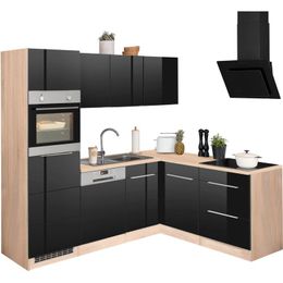 KOCHSTATION Winkelk&uuml;che &raquo;KS-Brindisi&laquo; Stellbreite 230/170 cm, wahlweise mit E-Ger&auml;ten, mit MDF-Fronten schwarz B/H/T: 230cm x 200cm x 60cm, 