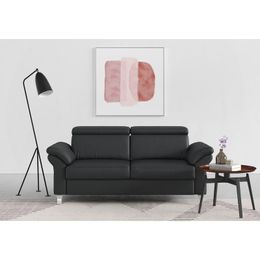 Sit & More sit&more 2,5-Sitzer &raquo;Arngast&laquo; inklusive Federkern und Kopfteilverstellung schwarz B/H/T: 186cm x 84cm x 93cm, NaturLEDER , R&uuml;cken echtes Leder
