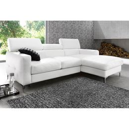 COTTA Ecksofa &raquo;Sammy L-Form&laquo; mit Kopfteilverstellung, wahlweise mit Schlaffunktion wei&szlig; Microfaser PRIMABELLE (100% Polyester);NaturLEDER in Sitz und 