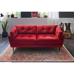 Trends by HG 2,5-Sitzer &raquo;Japan&laquo; mit Fu&szlig; in Holz-Metallkombination, frei im Raum stellbar rot B/H/T: 206cm x 84cm x 89cm, Microvelours