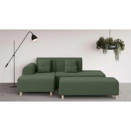 OTTO home Ecksofa &raquo;Suyala&laquo; L-Form mit Hocker gr&uuml;n 100% Polyester B/H/T: 258cm x 85cm x 168cm, Struktur, Recamiere links,mit Hocker