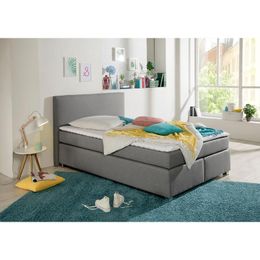 Home Affaire Boxspringbett &raquo;Eliana&laquo; inkl. Topper, in 4 Breiten, 3 Matratzenarten und 2 H&auml;rtegraden grau Struktur fein, Liegefl&auml;che B/L: 140cm x 220cm 