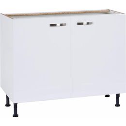 KOCHSTATION Unterschrank &raquo;KS-Cara&laquo; Breite 100 cm wei&szlig; wei&szlig;, B/H/T: 100cm x 87cm x 58,4cm, T&uuml;ren: 2 Stk.