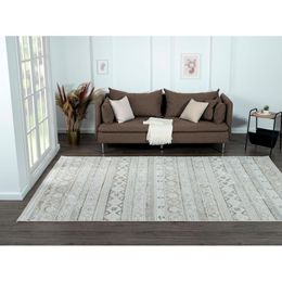 MyFlair Teppich &raquo;My Nomady, LAGERR&Auml;UMUNG&laquo; rechteckig 10 mm H&ouml;he Kurzflor, Scandi-Design, besonders weich durch Microfaser, mit Fransen beige Polyester B : 