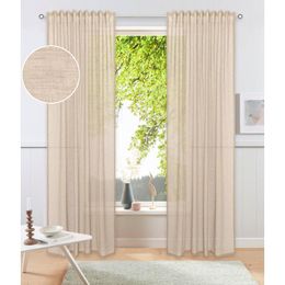 OTTO home Gardine &raquo;Kyllo&laquo; Multifunktionsband 2 Stk. tlg. Leinen-Look, halbtransparent, Multifunktionsband, Pflegeleicht beige Polyester 145cm, 