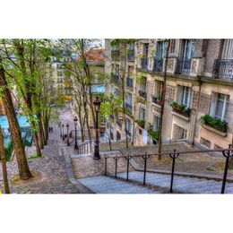 papermoon Fototapete &raquo;Montmartre in Paris&laquo; glatt bunt Vlies B/L: 3,5m x 2,6m, Bahnen: 7 Stk.