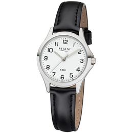 Regent Uhren Regent Damen Quarzuhr Armbanduhr, Damenuhr, analog, Lederimitat-Armband schwarz Einheitsgr&ouml;&szlig;e