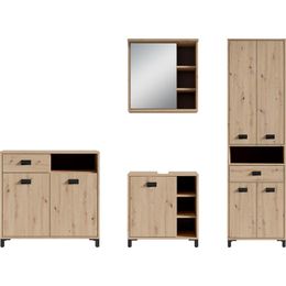 ByLiving Badm&ouml;bel-Set &raquo;Wellness&laquo; Komplett-Set, 4-tlg, 4 Stk. tlg. braun B/H/T: 60cmcm x 62cmcm x 34cmcm, Artisan Eiche
