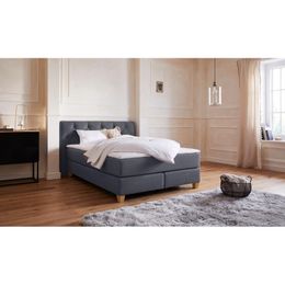 Home Affaire Boxspringbett &raquo;Harmones&laquo; in 3 Breiten, H&auml;rtegrad auch im Mix mit je 1 Matratze in H2 und H3 grau Struktur (100% Polyester) Struktur, 