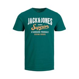 JACK & JONES Shirt male size XXL Emerald / Orange / White