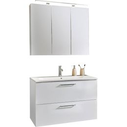 Nolte SPA Badm&ouml;bel-Set &raquo;Lux Nolte Waschtisch-Set&laquo; Spiegelschrank, Keramikbecken, Waschtisch 2 Ausz&uuml;ge, LED, erw., li/re MDF B/H/T: 90cmcm x 180cmcm x 