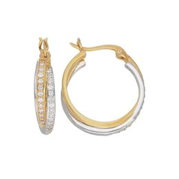 Firetti Damen Paar Creolen &raquo;Schmuck Geschenk Silber 925 bicolor&laquo; mit Zirkonia (synth.) gold Silber 925 (Sterlingsilber)