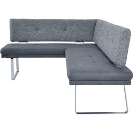 K+w Komfort & Wohnen K+W Komfort & Wohnen Eckbank &raquo;Giacomo II Esszimmerbank&laquo; Flachstahlkufe in edelstahlfarbig lackiert, R&uuml;cken und Sitz gesteppt blau B/H/T: 207cm x 91cm 