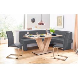 Home Affaire Eckbank &raquo;Nils&laquo; Sitz und R&uuml;cken gepolstert, verschiedene Qualit&auml;ten grau Holzwerkstoff, Massivholz, Polyester B/H/T: 222cm x 89cm x 162cm,