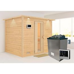 Karibu Sauna &raquo;Soraja&laquo; Set, Ofen 9 KW externe Strg easy beige Saunaofen, externe Steuerung, 9 kW