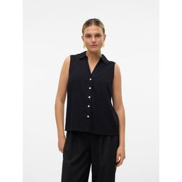 V&eacute;ro Moda Vero Moda Damen Blusentop &raquo;VMMYMILO SL V-NECK SHIRT WVN GA&laquo; mit Leinen schwarz XS