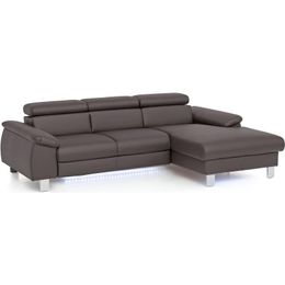 COTTA Ecksofa &raquo;Komaris L-Form, B: 244 cm&laquo; mit Kopfteilverstellung, optional Schlaffunktion, Bettkasten & Licht Microfaser PRIMABELLE (100% Polyester);
