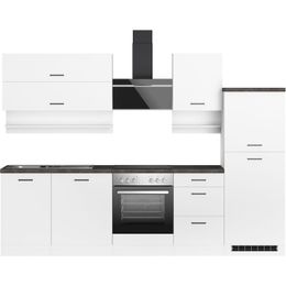 KOCHSTATION K&uuml;chenzeile &raquo;KS-Frieda Breite 280 cm&laquo; wahlweise mit E-Ger&auml;ten, mit 38mm starker Arbeitsplatte wei&szlig; B/H/T: 280cm x 200cm x 60cm,mit E-