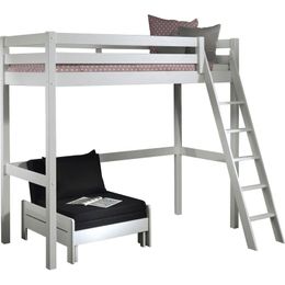 Vipack Hochbett Made in Europe, Hochbett mit 90 x 200 cm Liegefl&auml;che, grau oder wei&szlig; lackiert schwarz-wei&szlig; Liegefl&auml;che B/L: 90cm x 200cm, kein H&auml;rtegrad, 