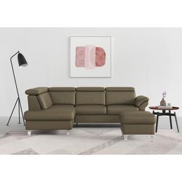 Sit & More sit&more Ecksofa &raquo;Arngast L-Form&laquo; inklusive Kopfteilverstellung und Federkern gr&uuml;n B/H/T: 245cm x 84cm x 194cm, NaturLEDER , Ottomane links,mit 