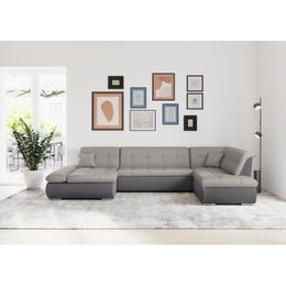 DOMO collection Wohnlandschaft &raquo;MORIC 353x216x80 cm, mit viel Platz, U-Form, auch in Cord&laquo; im XXL-Format, wahlweise mit Bettfunktion und 