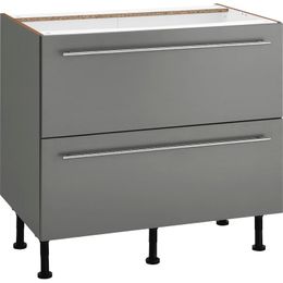 Optifit Unterschrank &raquo;Bern&laquo; 90 cm breit, mit 2 gro&szlig;en Ausz&uuml;gen f&uuml;r viel Stauraum grau B/H/T: 90cm x 87cm x 58,4cm