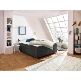 Home Affaire Boxbett &raquo;Alexis&laquo; ohne Kopfteil - ideal f&uuml;r R&auml;ume mit Dachschr&auml;gen; in 4 Breiten grau Struktur fein (100% Polyester) Struktur fein, 