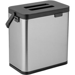 Wenko M&uuml;lleimer &raquo;Modell Colin&laquo; 1 Beh&auml;lter Abfalleimer mit Griff, &Uuml;ber-T&uuml;r-Befestigung ohne Bohren, 3 L Edelstahl, Kunststoff B/H/T: 20,5cm x 21cm x 