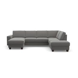 OTTO home Wohnlandschaft &raquo;County U-Form&laquo; wahlweise Ottomane links oder rechts, mit Federkern-Polsterung grau Luxus-Microfaser (100% Polyester);