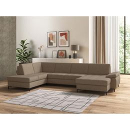 DOMO collection Wohnlandschaft &raquo;Capelo, komfortabel, klare Linien zeichnen dieses Design aus, U-Form&laquo; mit Armteilverstellung, wahlweise mit 