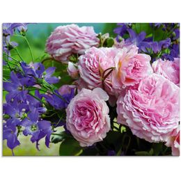 Artland Glasbild &raquo;Rosen und Glockenblumen&laquo; Blumen 1 Stk. tlg. in verschiedenen Gr&ouml;&szlig;en pink B/H/T: 60cm x 45cm, Glasbild Blumen, 1 Stk.