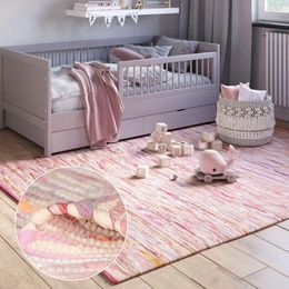 MyFlair Teppich &raquo;Ameer&laquo; rechteckig 10 mm H&ouml;he Handweb Teppich, 90% Baumwolle, handgewebt, Scandi pink Baumwolle, Polyester B : 160cm 1 Stk., 10mm, L: 230cm
