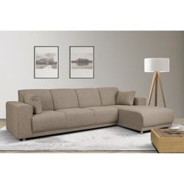 OTTO home Ecksofa &raquo;LEMPS wahlweise Recamiere links oder rechts L-Form&laquo; incl. Zierkissen, Stellma&szlig;e 297x162 cm grau 100% Polyester B/H/T: 297cm x 85cm 