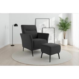 Sit & More sit&more Sessel &raquo;Talvi&laquo; 2 Stk. tlg. 2-teiliges Set- Sessel mit Hocker grau 98% POLYESTER, 2% POLYAMID Flachgewebe, Sesselmit Hocker, B/H/T: 76cm x 