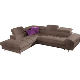 COTTA Ecksofa &raquo;Chef L-Form&laquo; mit Kopfteilverstellung, edle Metallkufen, optional Schlaffunktion braun Luxus-Microfaser (100% Polyester);Kunstleder 