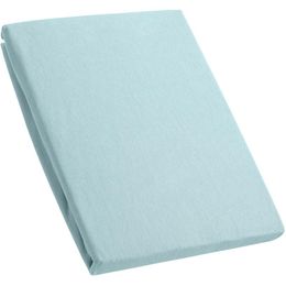 Kum Spannbettlaken &raquo;Premium Jersey Spannbetttuch&laquo; bis ca. 30 cm Matratzenh&ouml;he blau Jersey, Obermaterial: 95% Baumwolle, 5% Elasthan B/L: 200cm, 1 Stk.