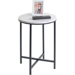 HAKU Beistelltisch &raquo;Sofatisch, Wohnzimmertisch&laquo; 1 Stk. tlg. rund - aus Metall Anthrazit - &Oslash;/H 39/53 cm wei&szlig; B/H/T: 39cm x 53cm x 39cm, Ablage foliert,